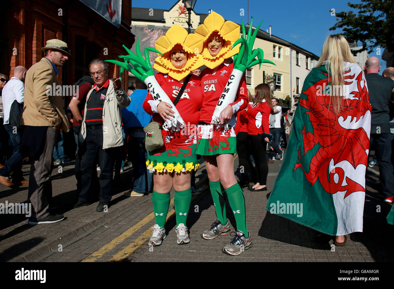 Wales fans wearing Daffodil hats outside the Millennium Stadium before ...