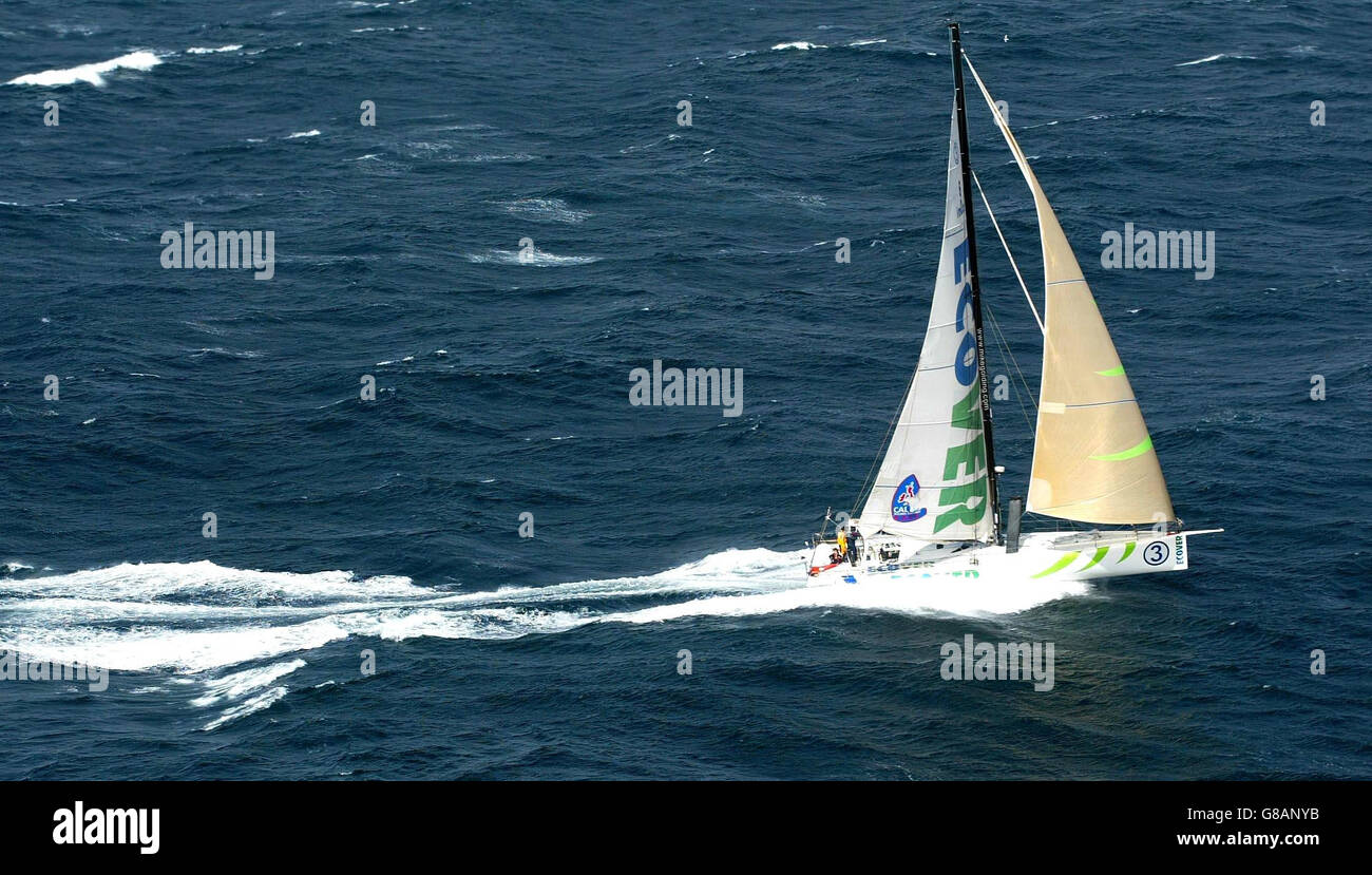 Calais Round Britain Race. Mike Golding and the crew aboard ECOVER lead ...