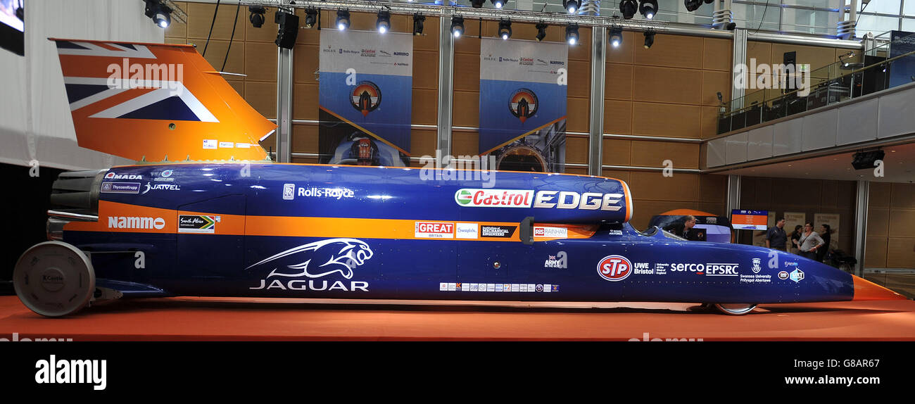 A view of the Bloodhound SSC (supersonic car), on display at Canary ...