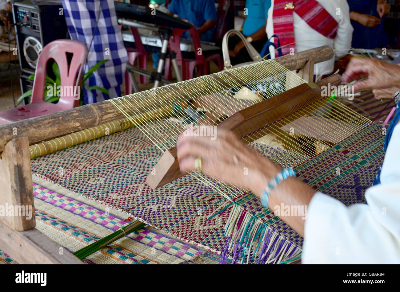 SAKON NAKHON, THAILAND - JANUARY 15 : Phu Thai people using loom or ...