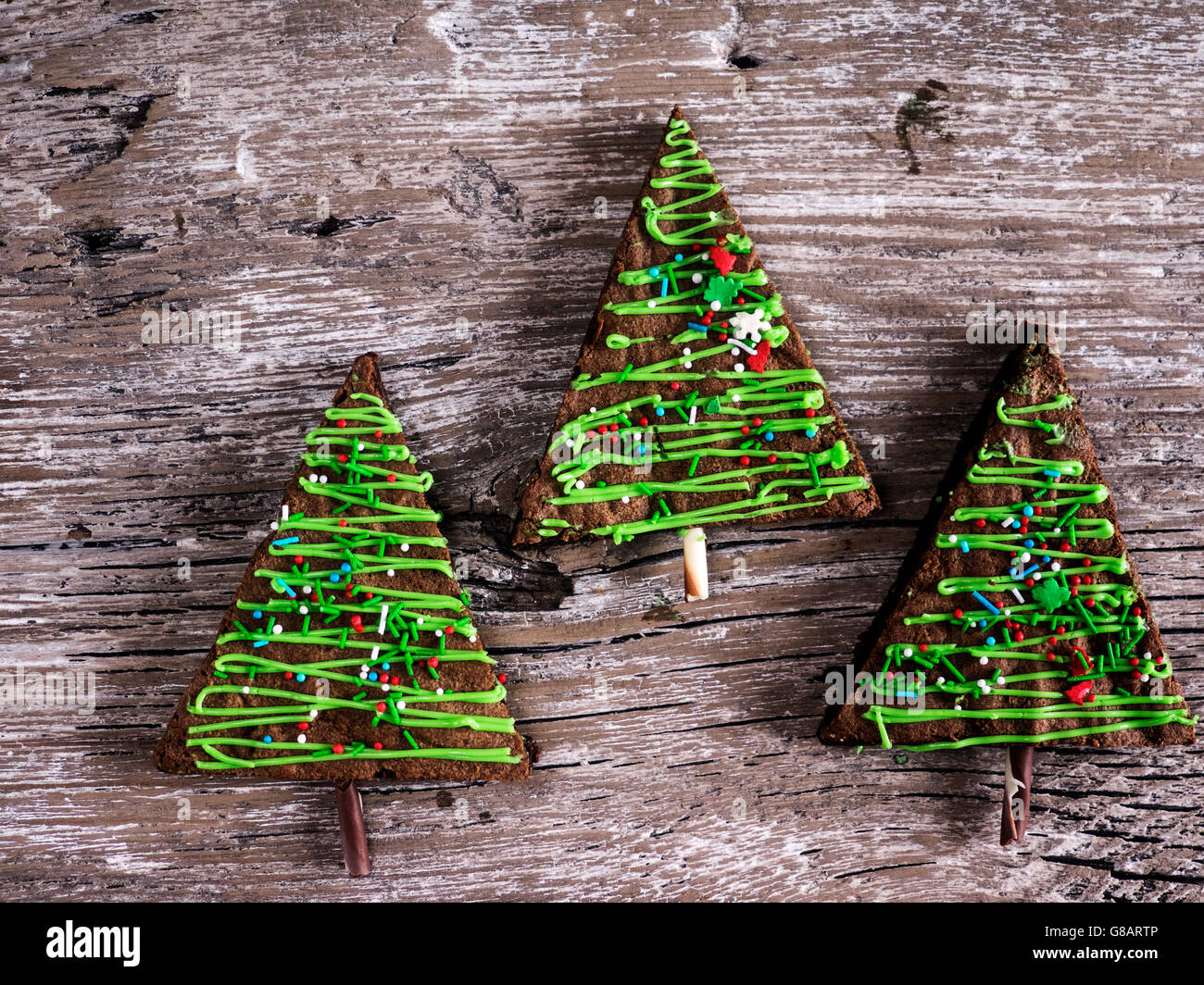 Close-up of Christmas tree shaped cakes Stock Photo - Alamy