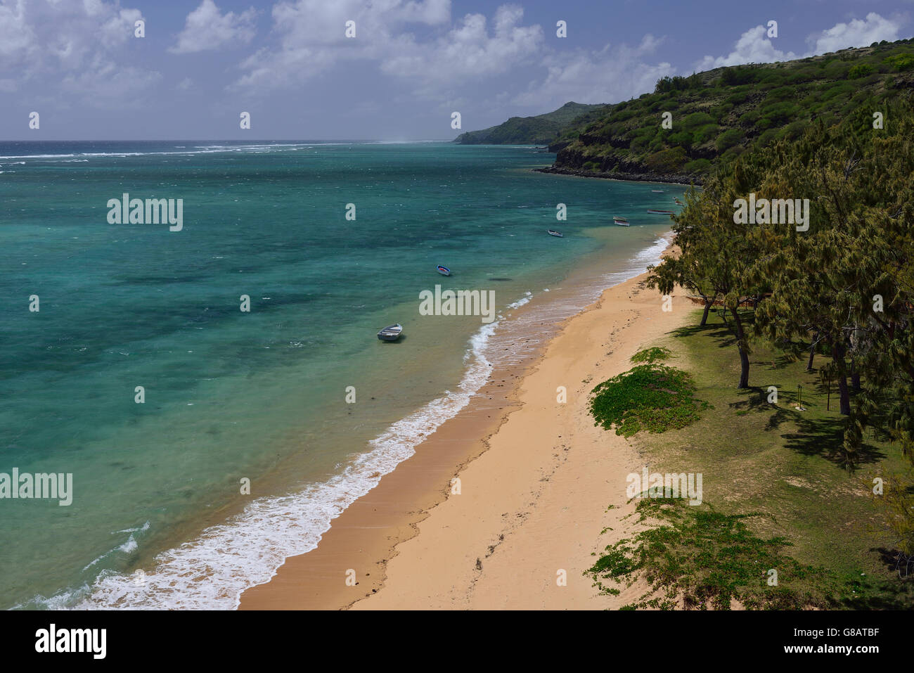 Boats, beach, Baladirou, Rodrigues Stock Photo - Alamy