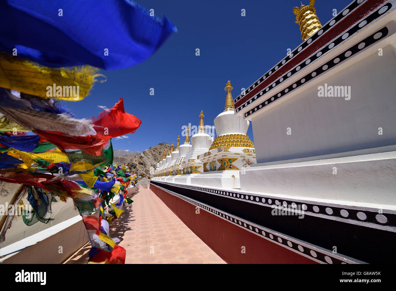 praying flags, Thiksey Monastery, Ladakh, Jammu and Kaschmir, India ...