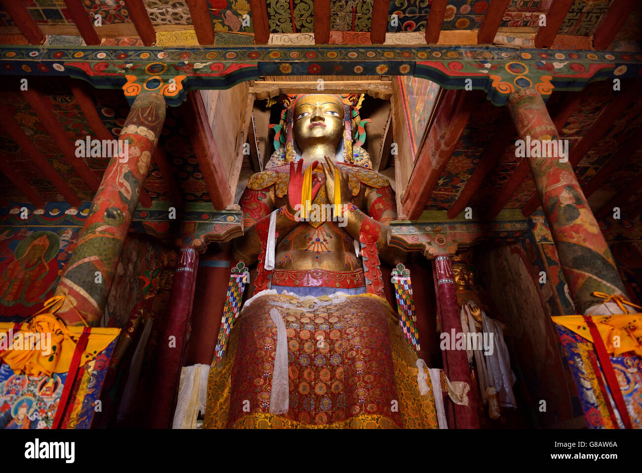 Buddha Statue, Basgo Monastery, Ladakh, Jammu and Kaschmir, India Stock ...