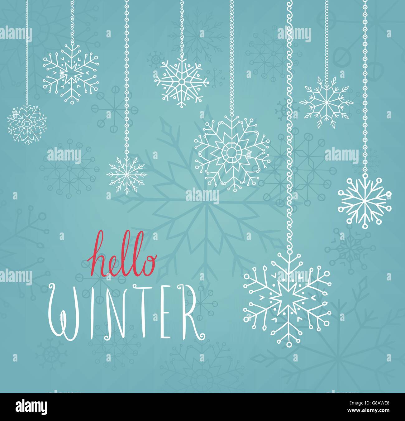 Hello winter text. Vector Brush lettering. Card design with custom ...
