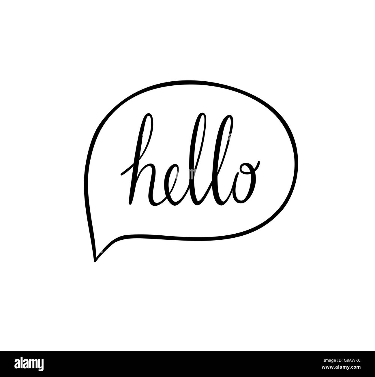 Speech bubbles with hello word, hand drawn vector Stock Vector Image ...