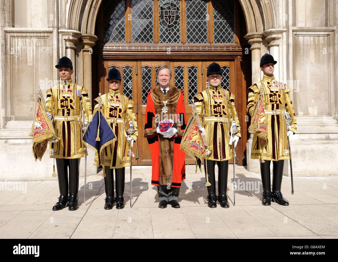 Alderman Jeffrey Mountevans outside the Guildhall in London after being ...