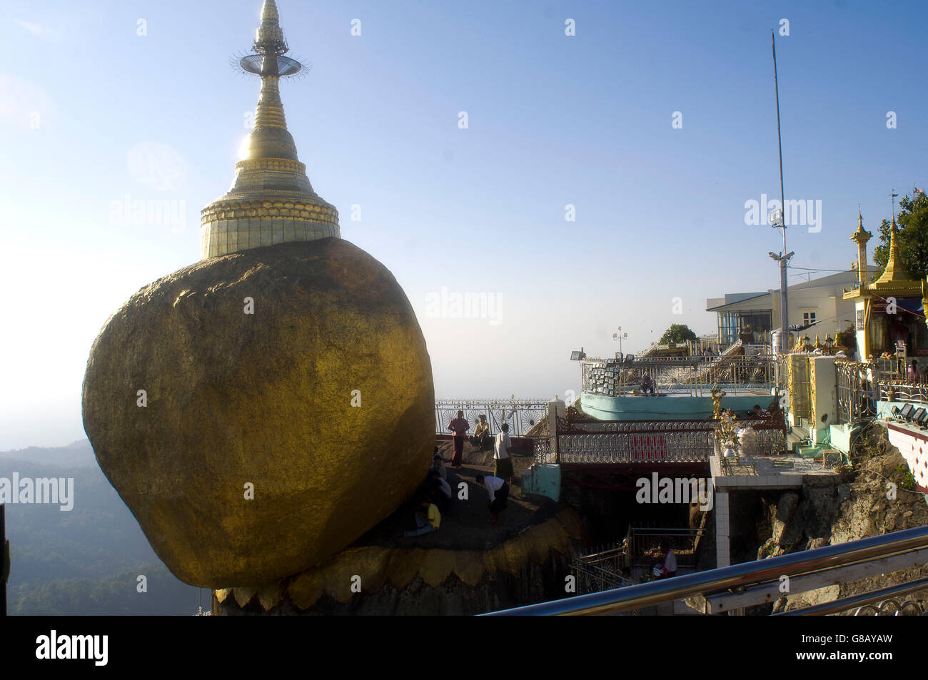 Asia, Myanmar, Kyaiktiyo is a place of first pilgrimage to the Buddhist ...