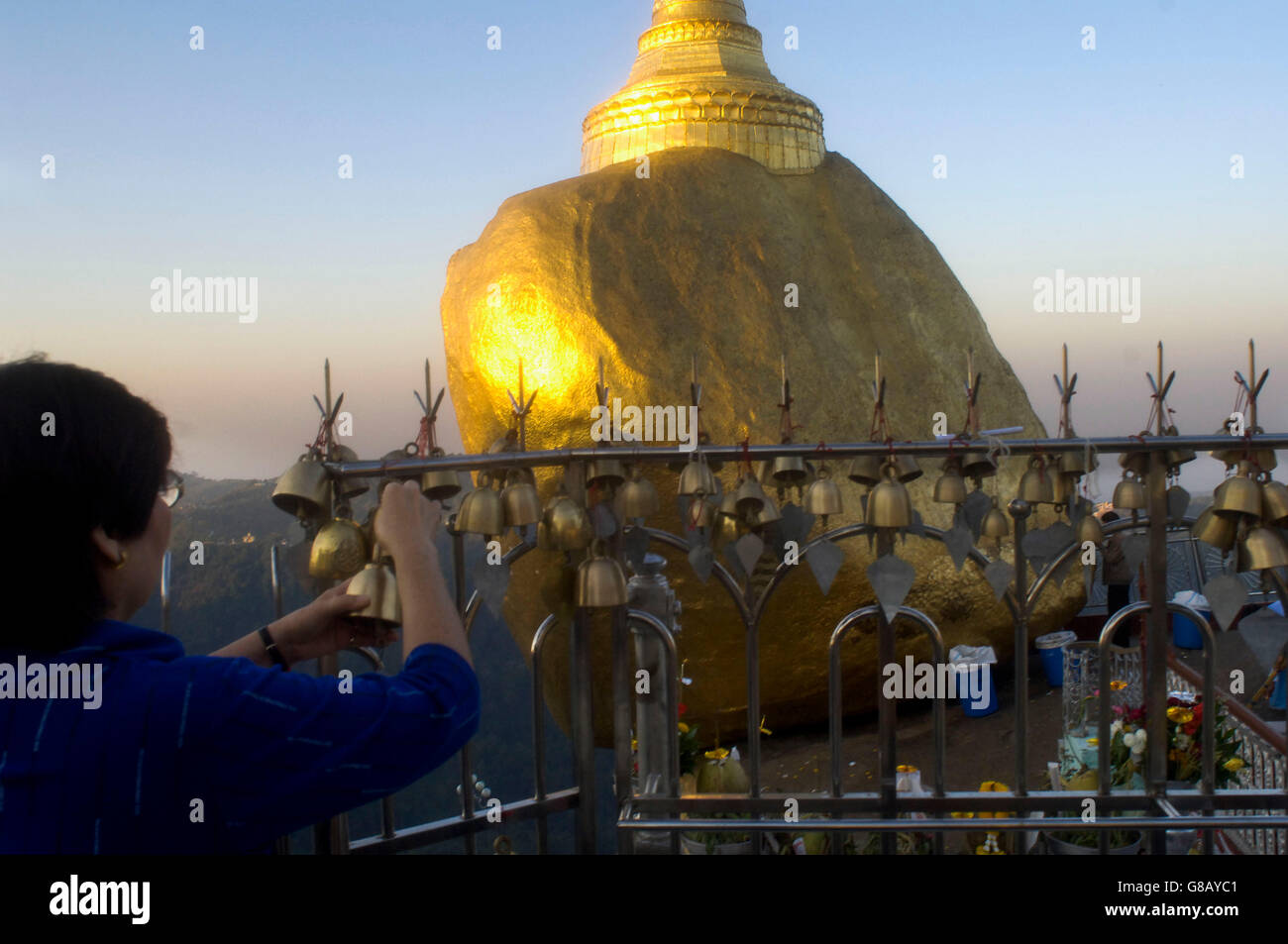 Asia, Myanmar, Kyaiktiyo is a place of first pilgrimage to the Buddhist ...
