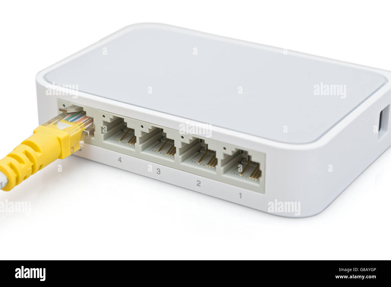 Switch Internet for up to five computers, isolated on white Stock Photo ...