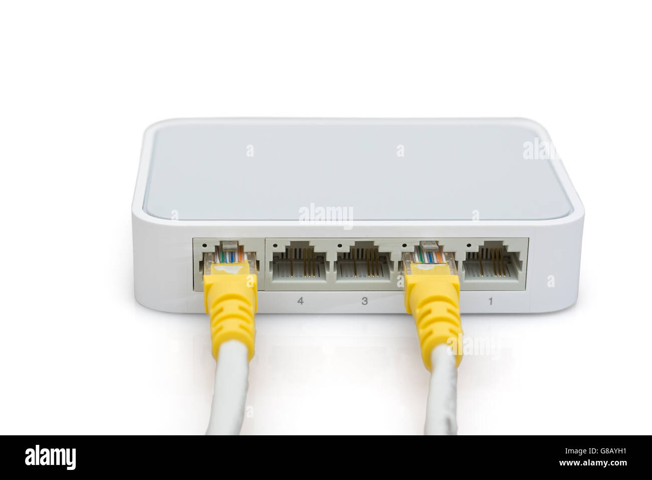 Switch Internet for up to five computers, isolated on white Stock Photo ...