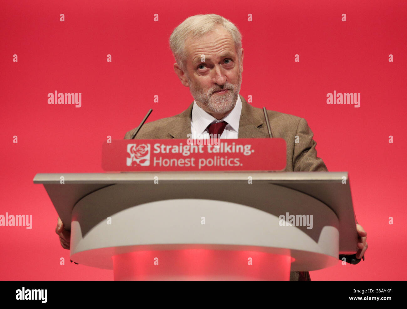 Jeremy Corbyn delivers his first keynote speech during the third day of ...