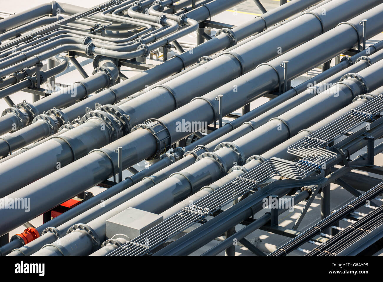 Oil pipeline on the deck of tanker Stock Photo - Alamy