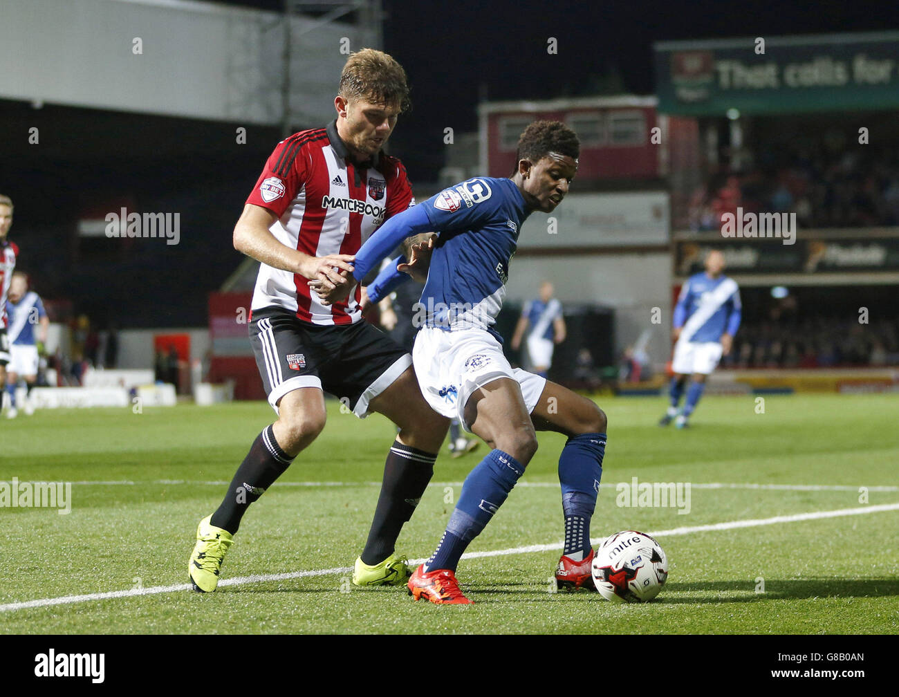 Birmingham City's Demarai Gray and Brentford's Harlee Dean Stock Photo ...