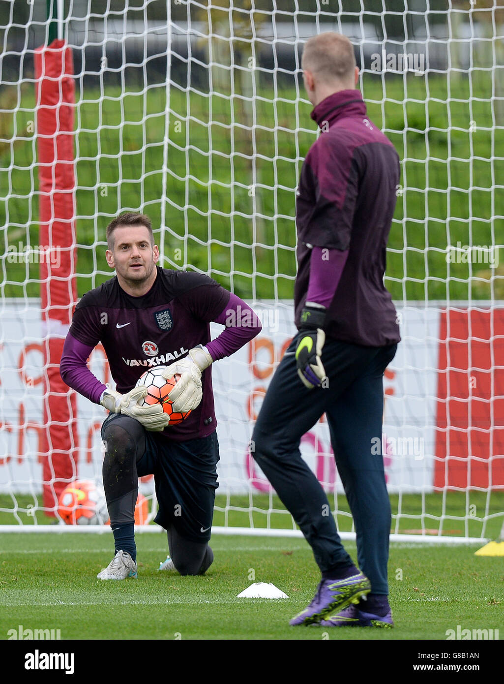 Englands tom heaton training st georges park hi-res stock photography ...