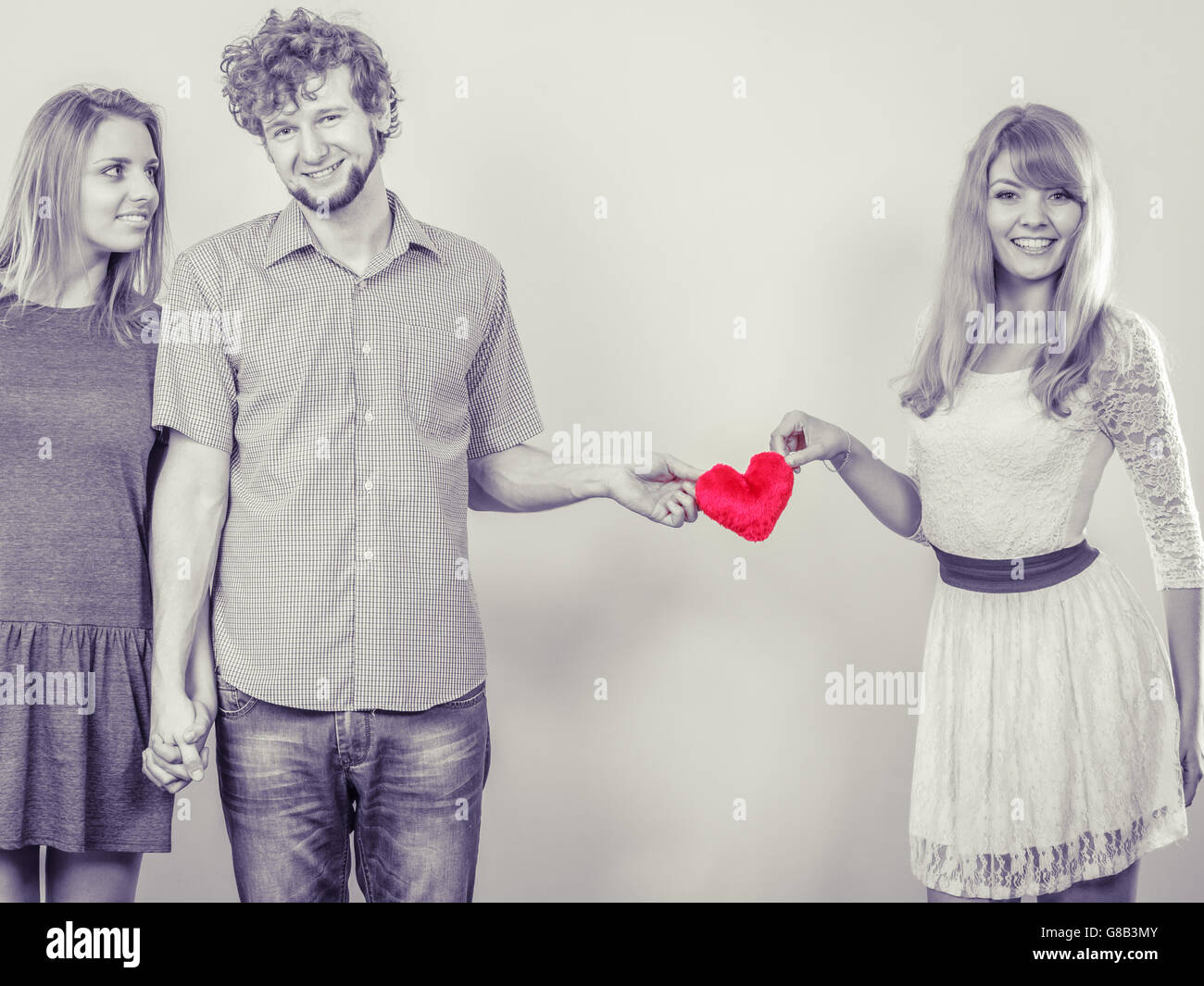 Relationships and feelings in triangle. Happy relationship of three ...