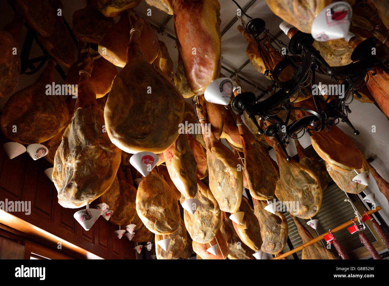 ham, producing of ham, Trevelez, La Alpujarra, Andalusia, Spain Stock ...