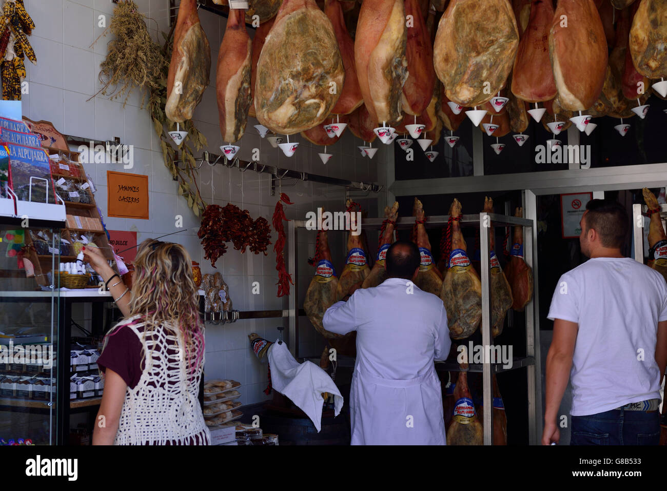 ham, producing of ham, Trevelez, La Alpujarra, Andalusia, Spain Stock ...