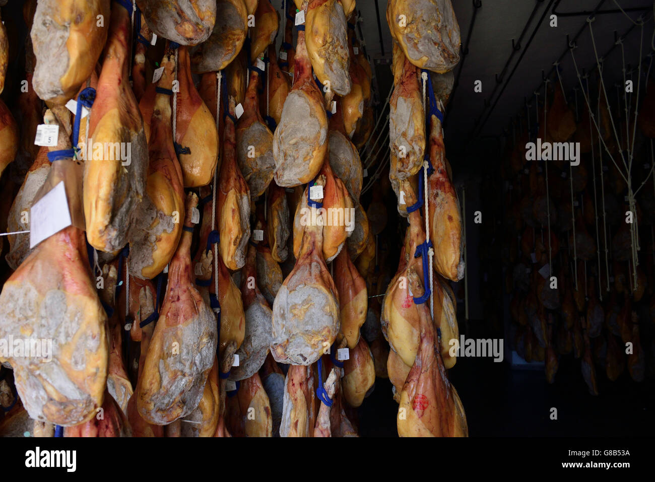 ham, producing of ham, Trevelez, La Alpujarra, Andalusia, Spain Stock ...
