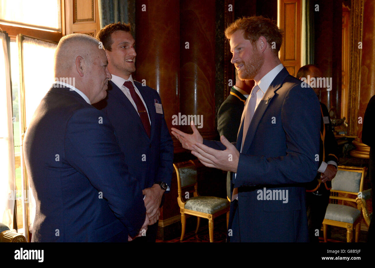 Prince Harry meets Wales' Rugby Union Captain Sam Warburton (second ...