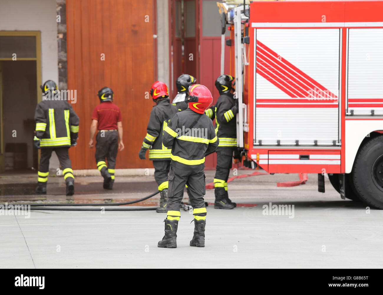Group of firefighters in the Firehouse during a great tutorial-fighting ...