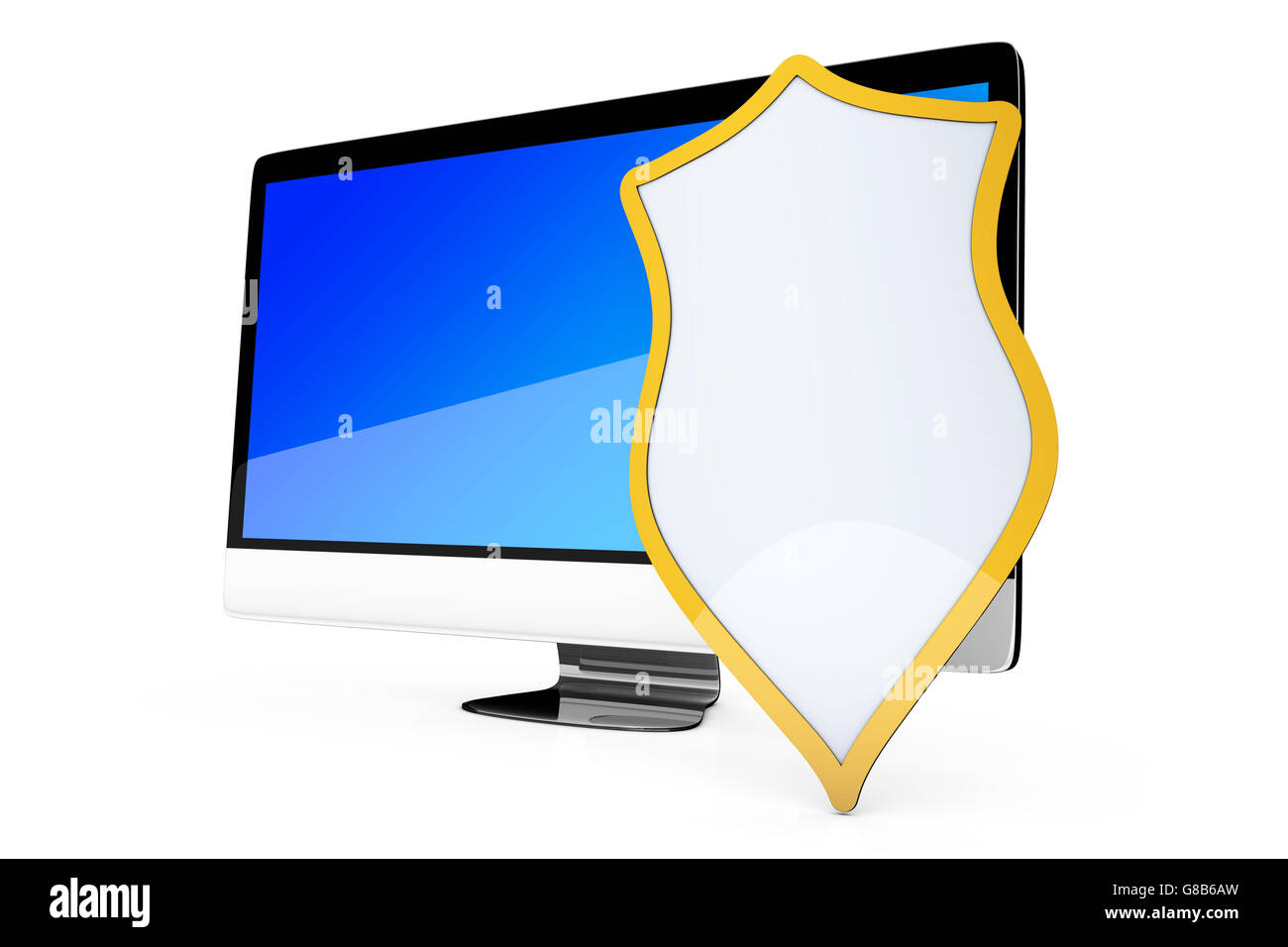 A modern protected and shielded all in one computer. 3D Illustration ...