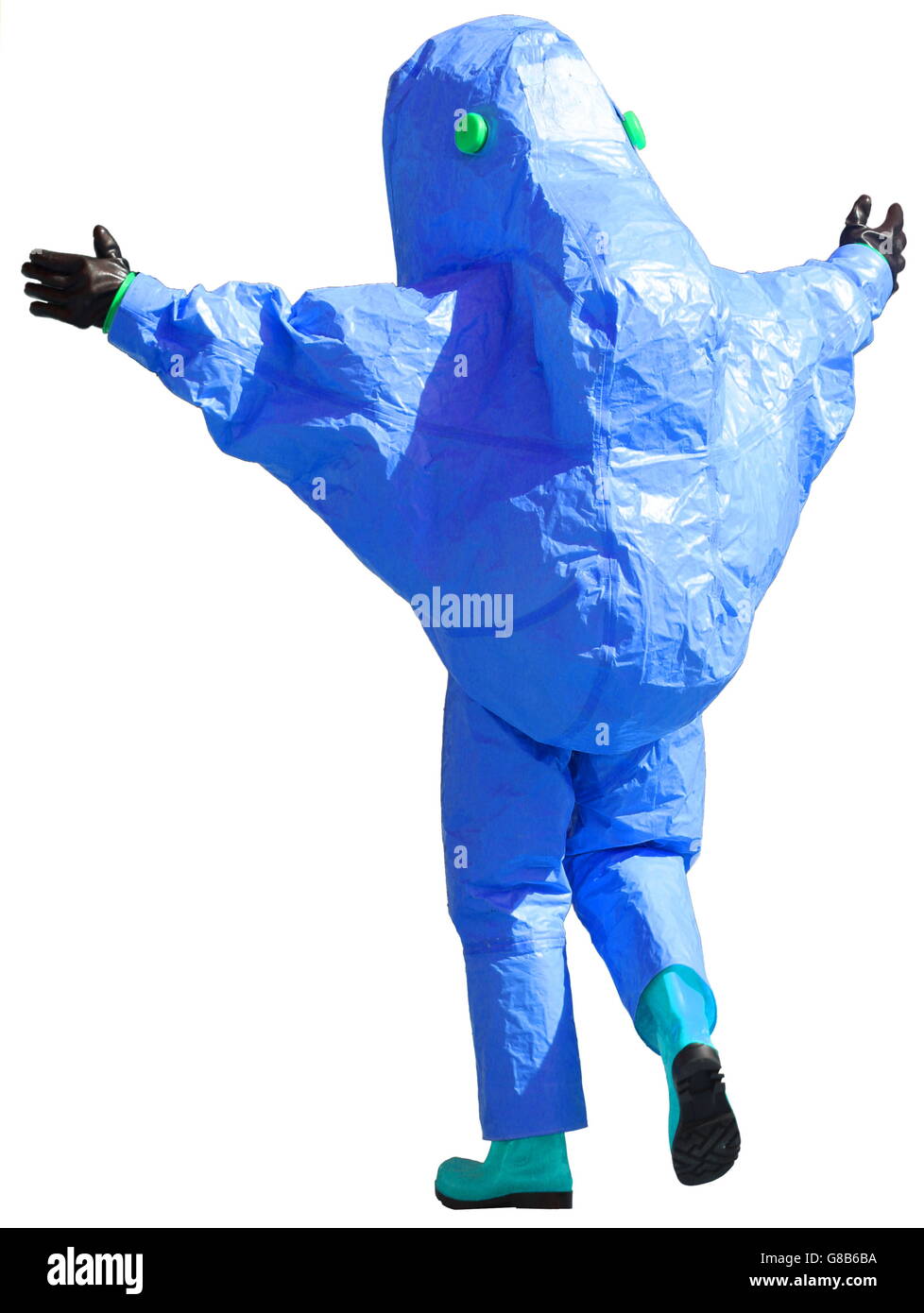 person with blue protective suit to manage hazardous materials Stock ...