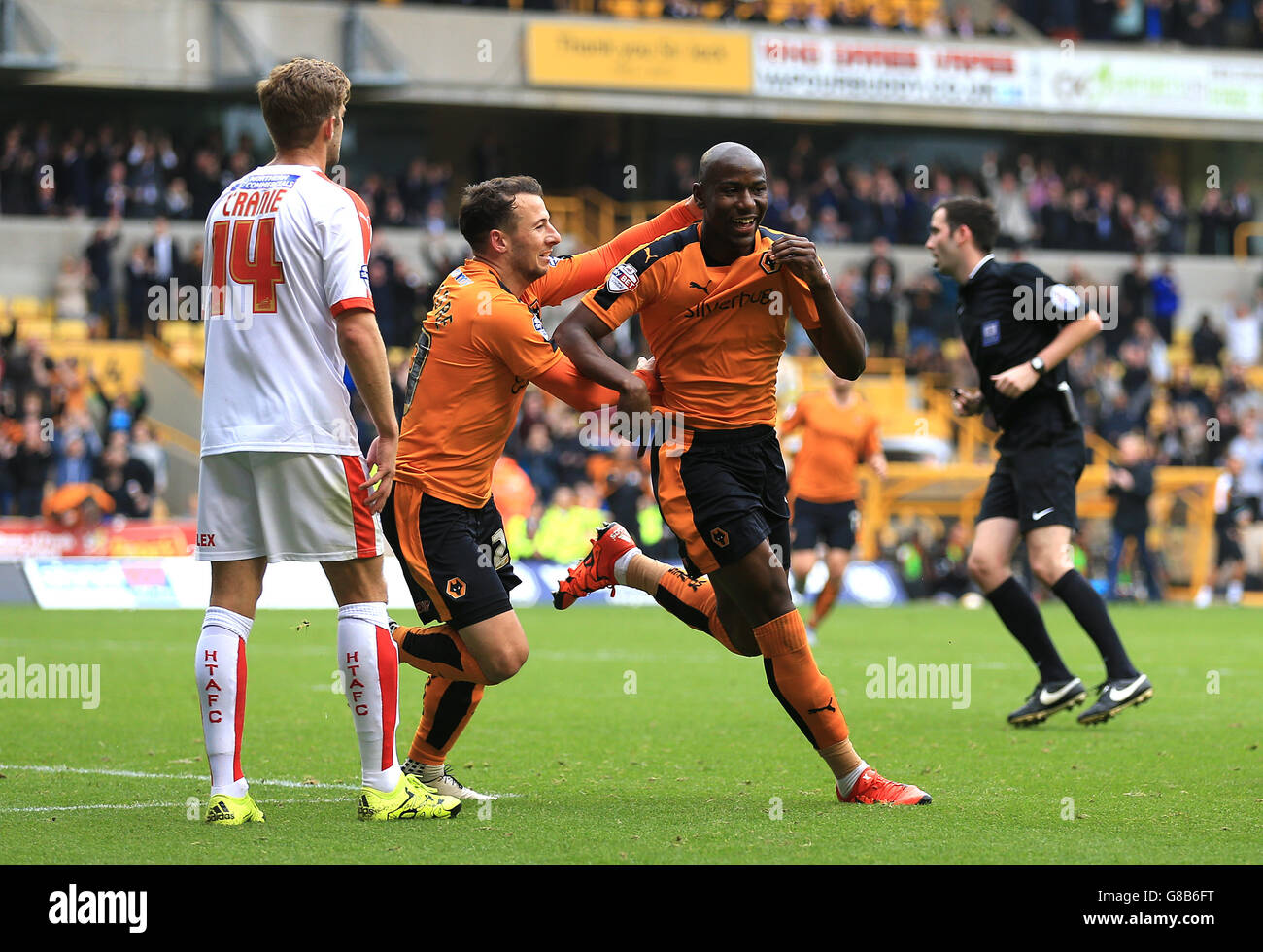Wolverhampton Wanderers' Benik Afobe (right) celebrates scoring his ...