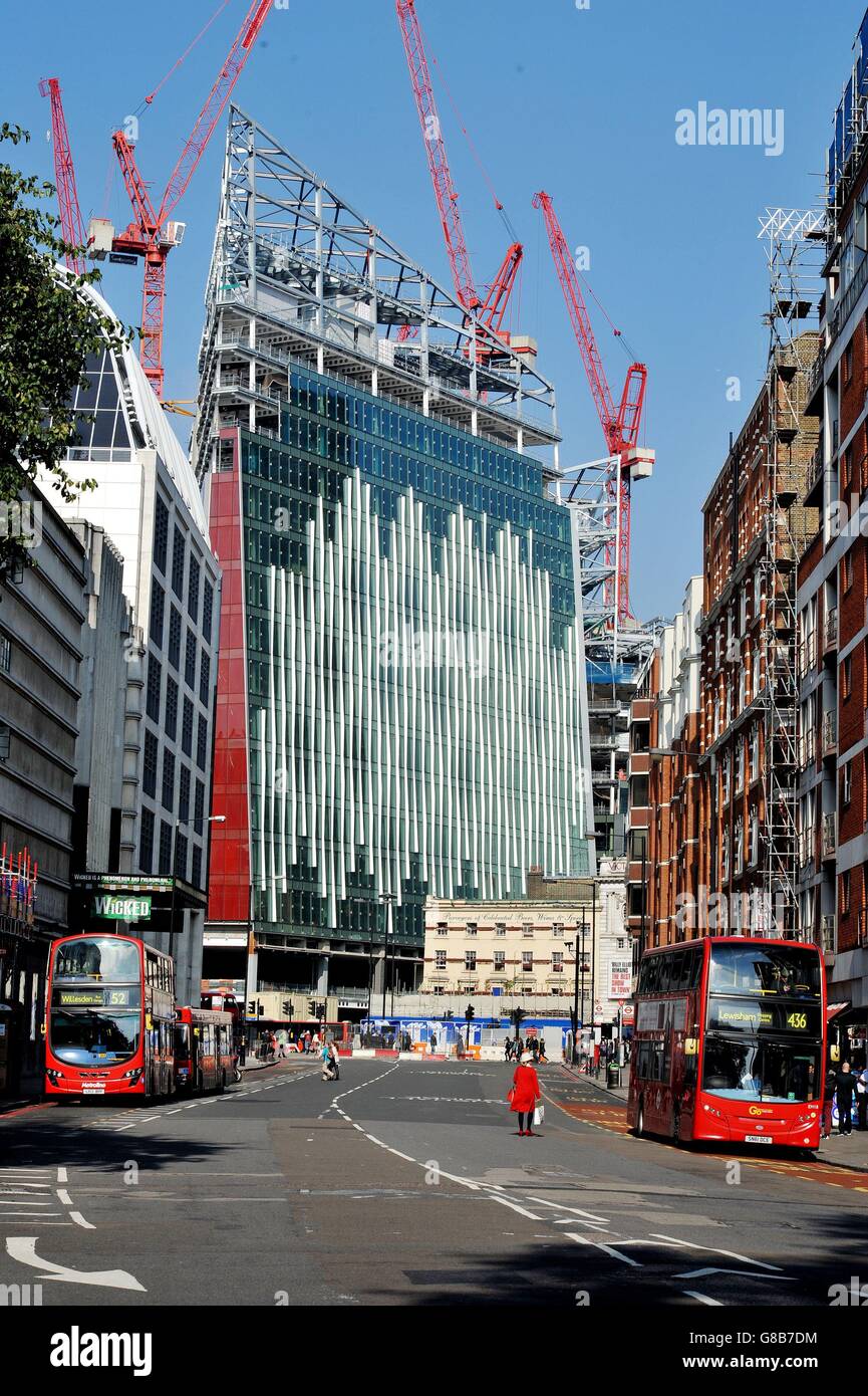 The autumn sun reflects off of the newly install facade of the ...