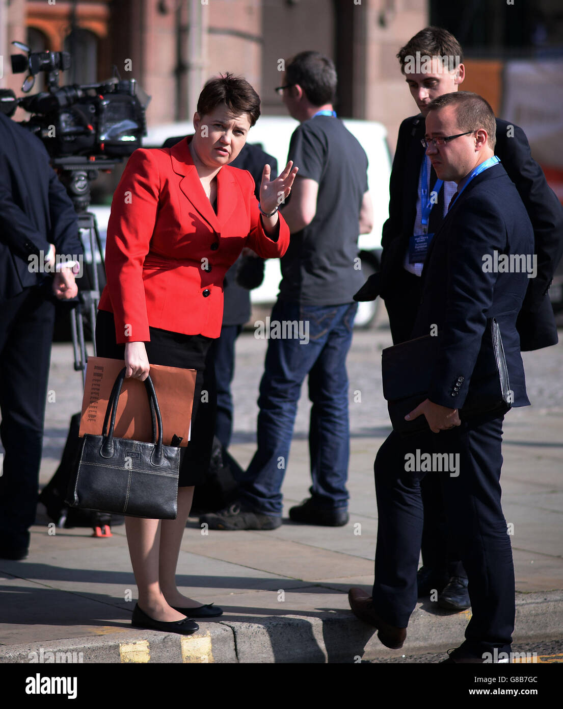 Scottish Conservatives leader Ruth Davidson arrives with her team at ...