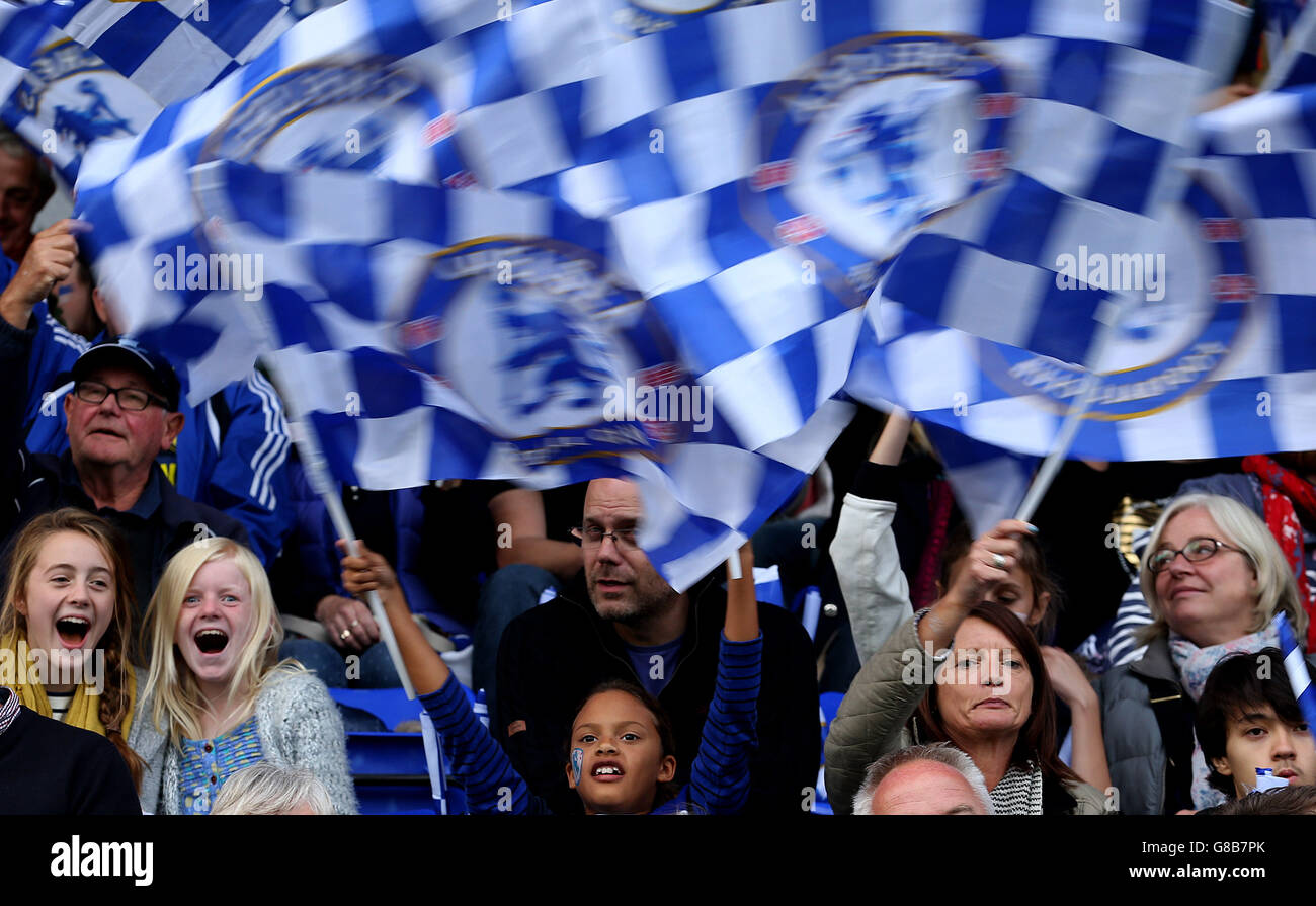 Chelsea fans waving flags before the Women's Super League match at ...
