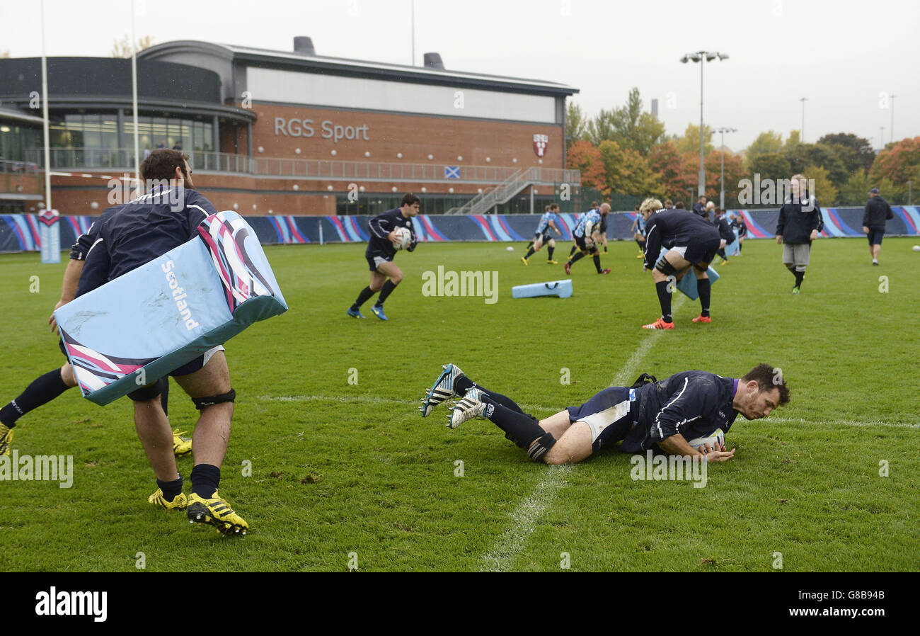 Scotland's Tim Swinson (floor) during a training session at The Royal ...