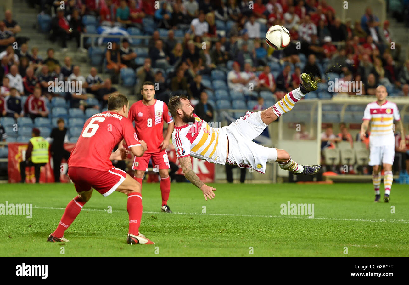 Scotland's Steven Fletcher attempts an overhead kick, during the ...