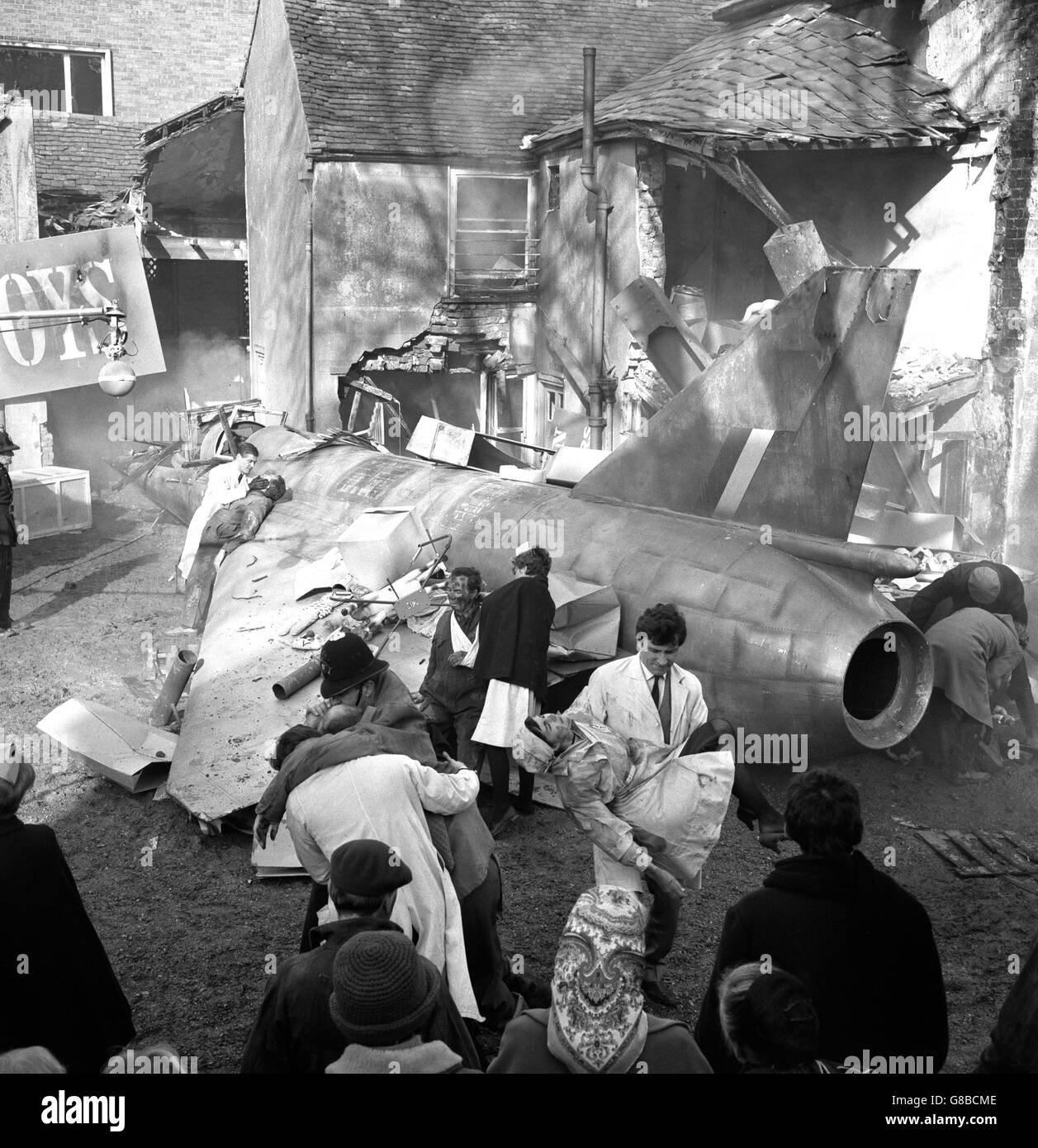 An air crash in Buckinghamshire is staged for a scene in Emergency ...