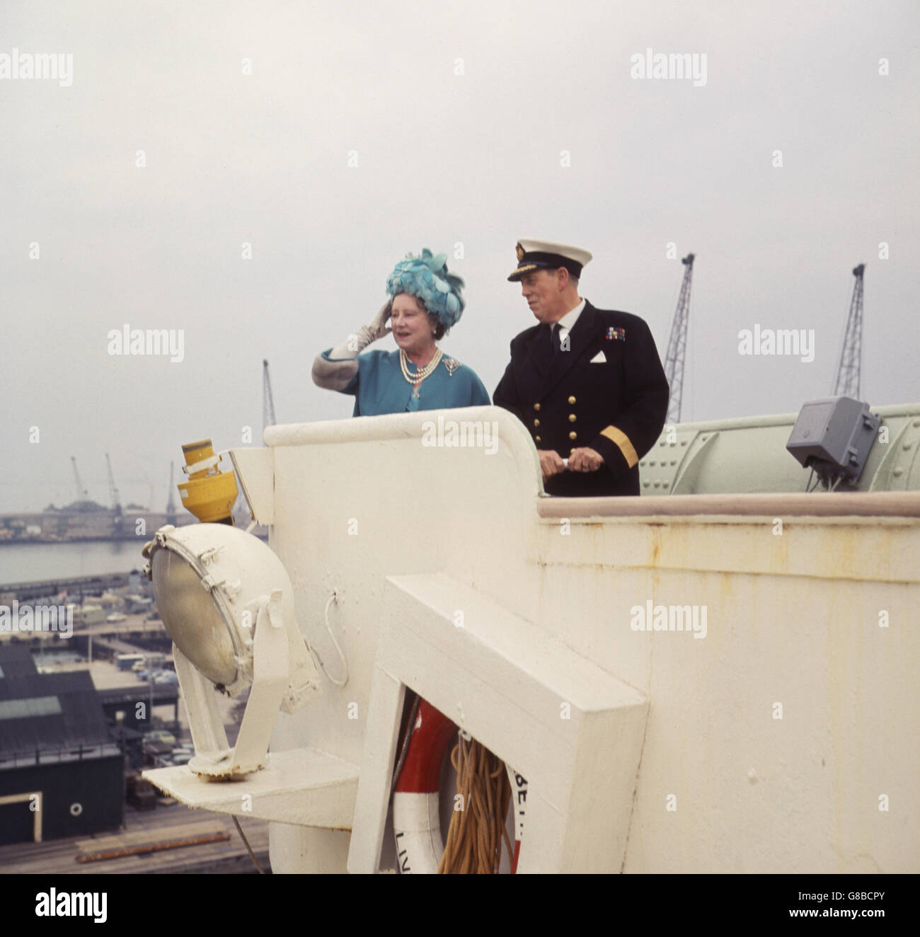 The Queen Mother with captain Geoffrey Thrippleton Marr, Cunard's ...