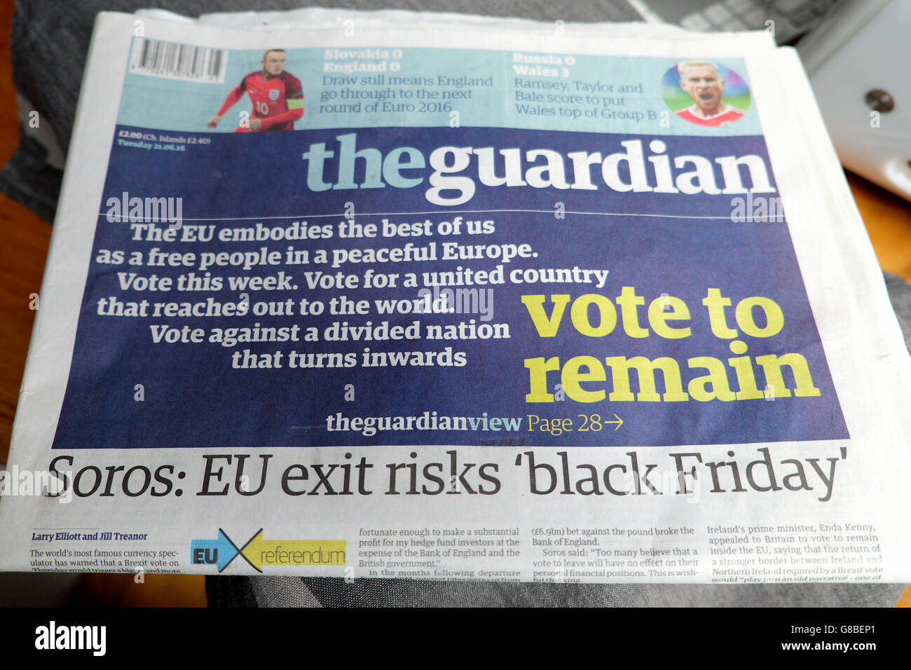 "Vote to Remain" "Soros exit risks 'black Friday" Guardian newspaper ...