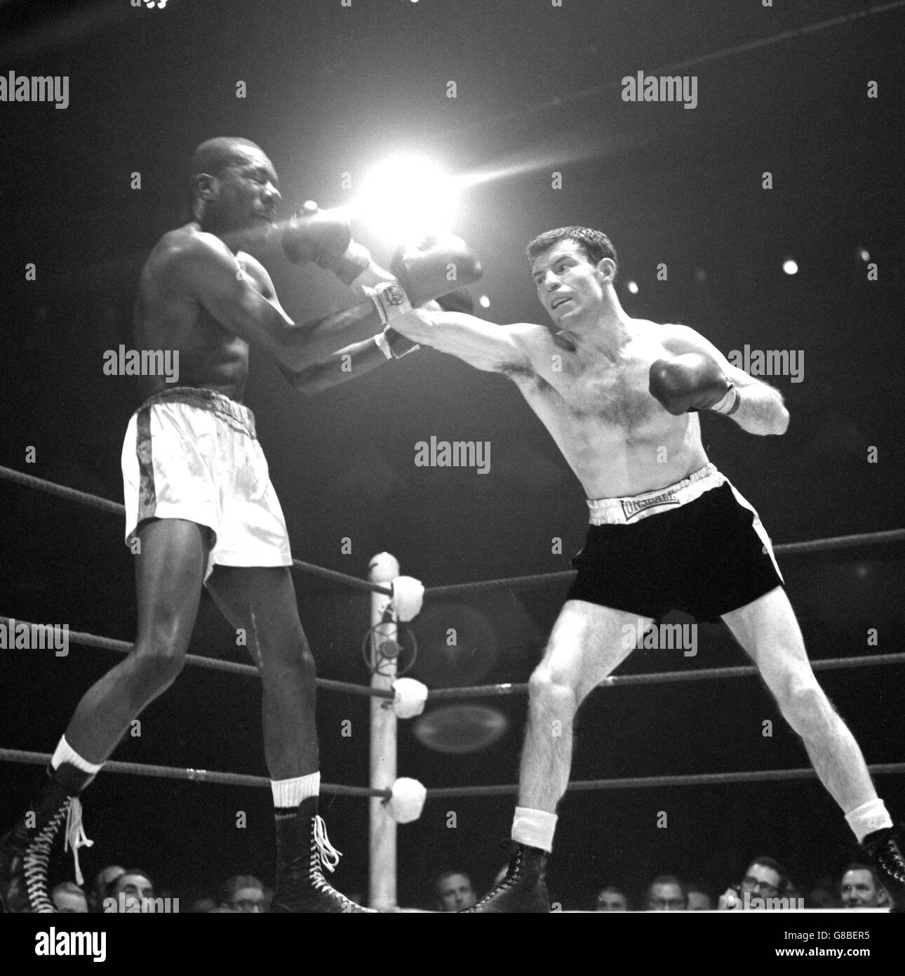 Brian Curvis, British welterweight champion, flashes a right through ...