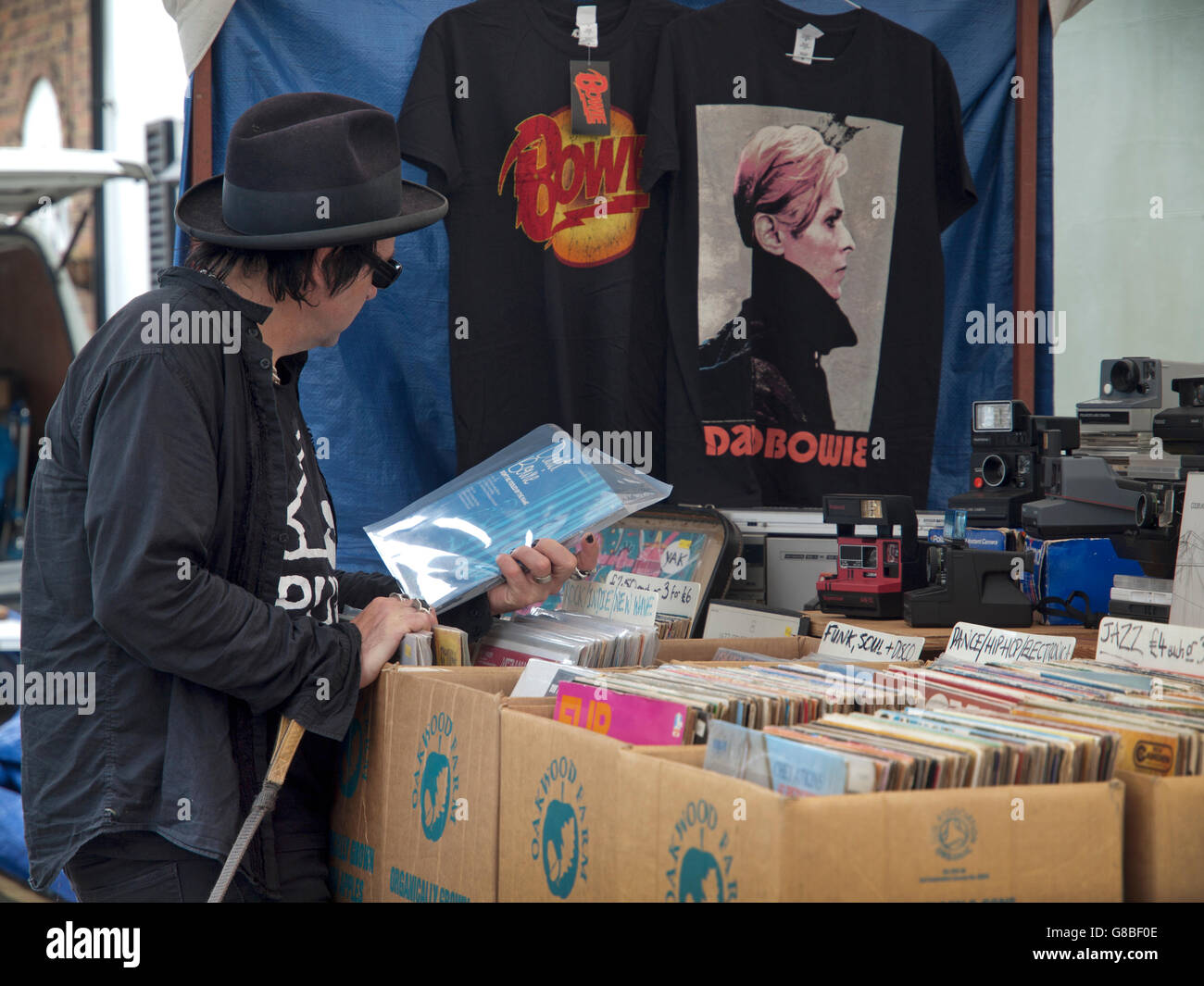 A record stall in Upper Gardner Street Market in Brighton Stock Photo ...