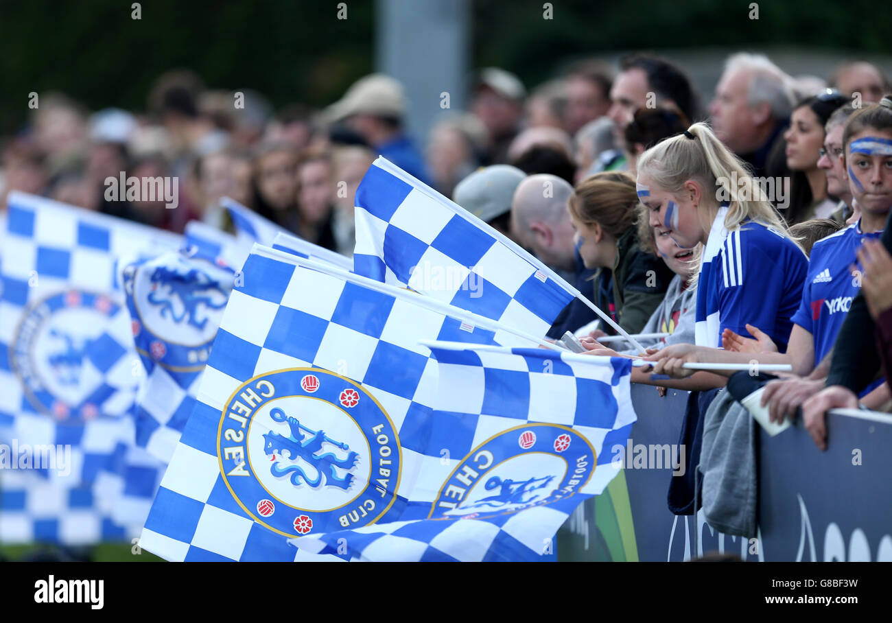 Chelsea fans with their flags hi-res stock photography and images - Alamy