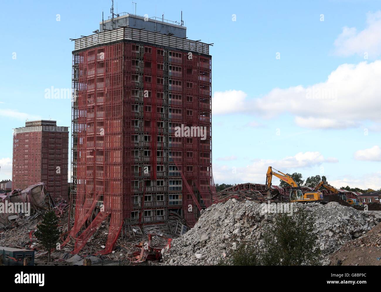 Two blocks of the Red Road flats in Glasgow left partially standing ...