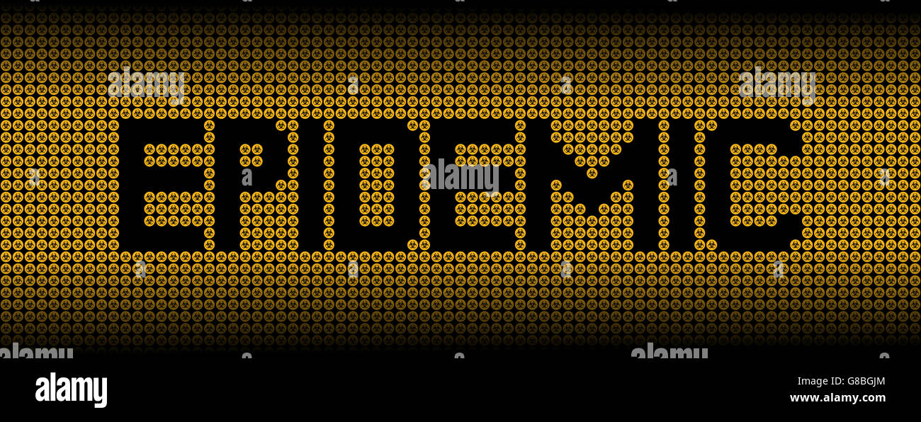 Epidemic text on biohazard warning symbols illustration Stock Photo - Alamy