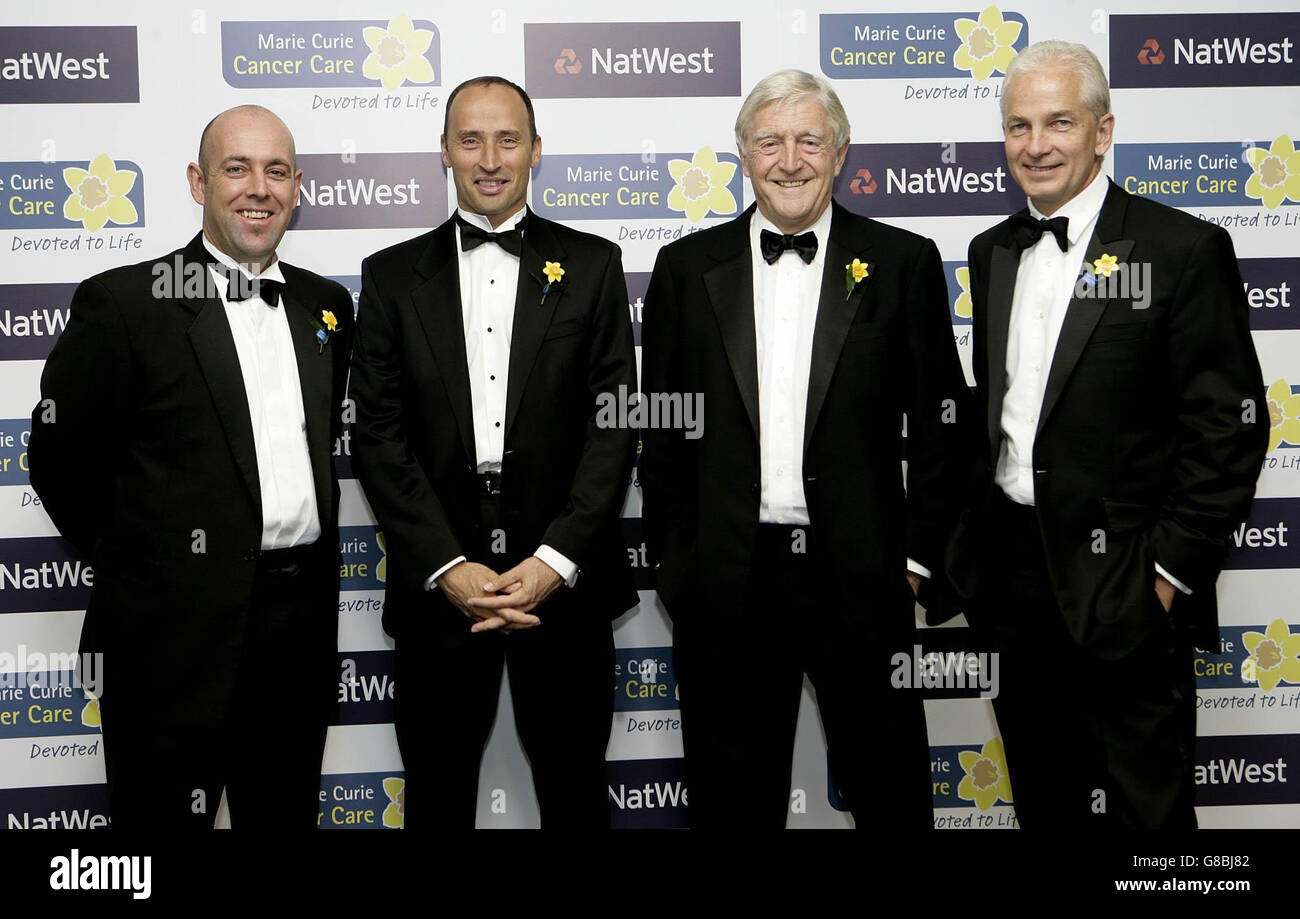 (Left to right:) Darren Lehmann, Nasser Hussain, Michael Parkinson and ...
