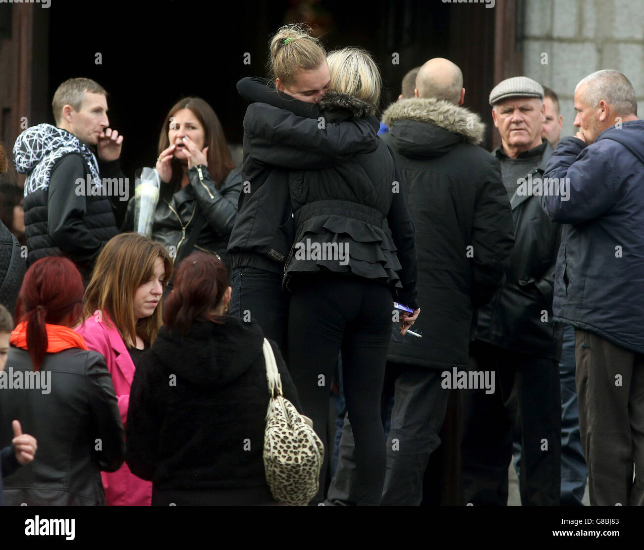 Mourners at the Church of the Holy Redeemer in Bray, Co. Wicklow, for ...