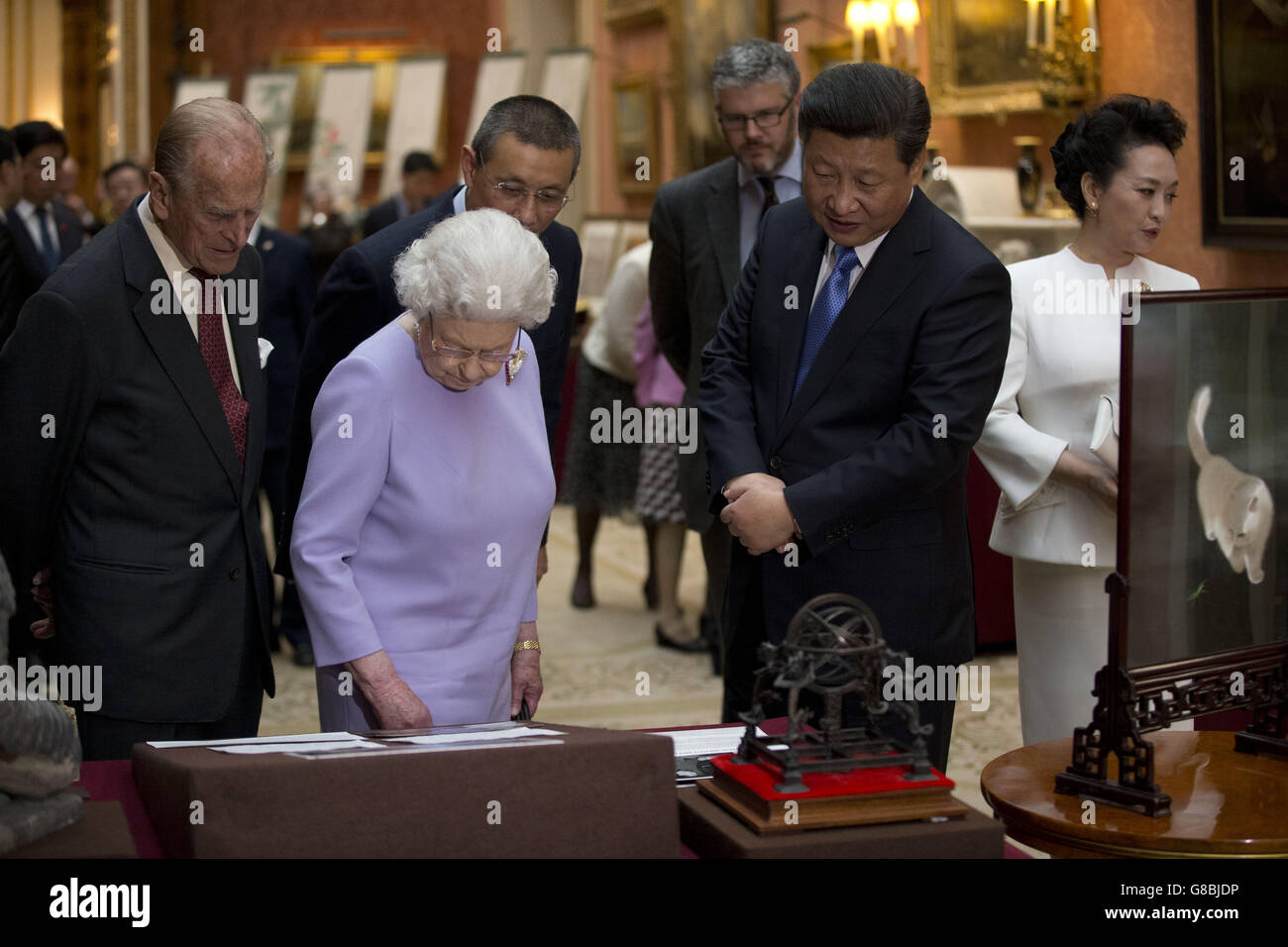 (Left to right) The Duke of Edinburgh, Queen Elizabeth II, Chinese ...