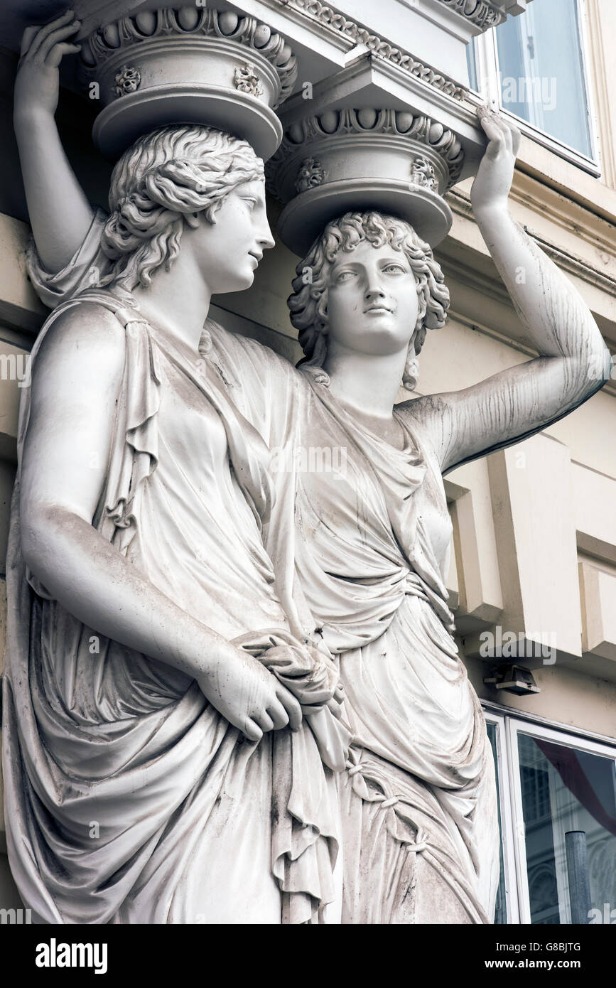 Caryatid sculpted female figure statues in the historic centre, Vienna ...