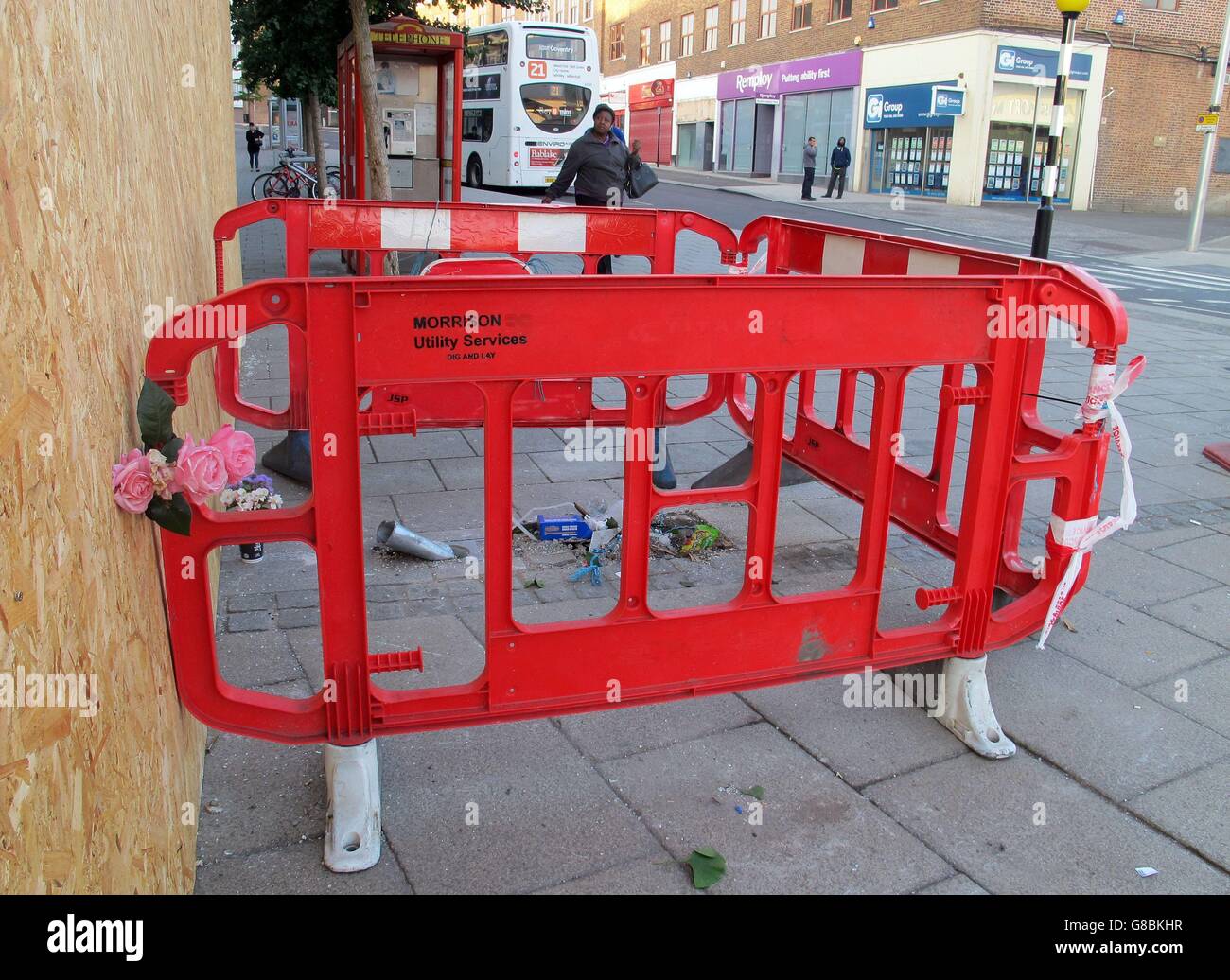 The scene outside the Sainsbury's store in Trinity Street, Coventry, as ...