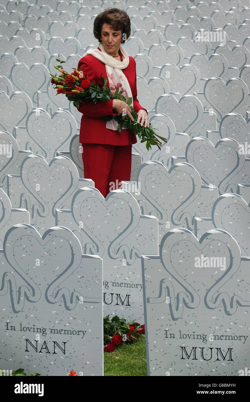 Edwina Curry Looks At A Temporary Graveyard In Londons Soho Square To