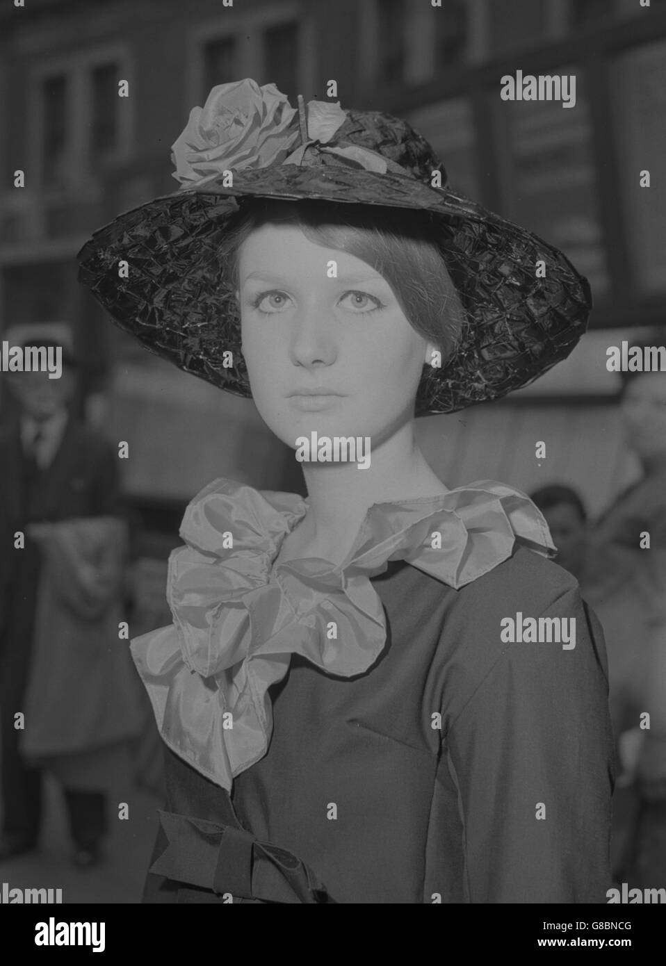 Wide-brimmed hat with rose trimming worn by 16-year-old Janice Dyks, of ...