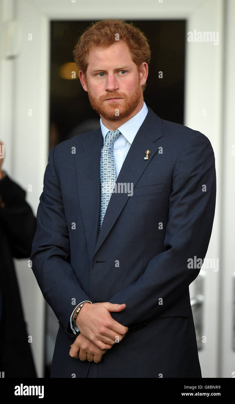 Prince Harry during a visit to Paignton Rugby Club in Devon where he ...