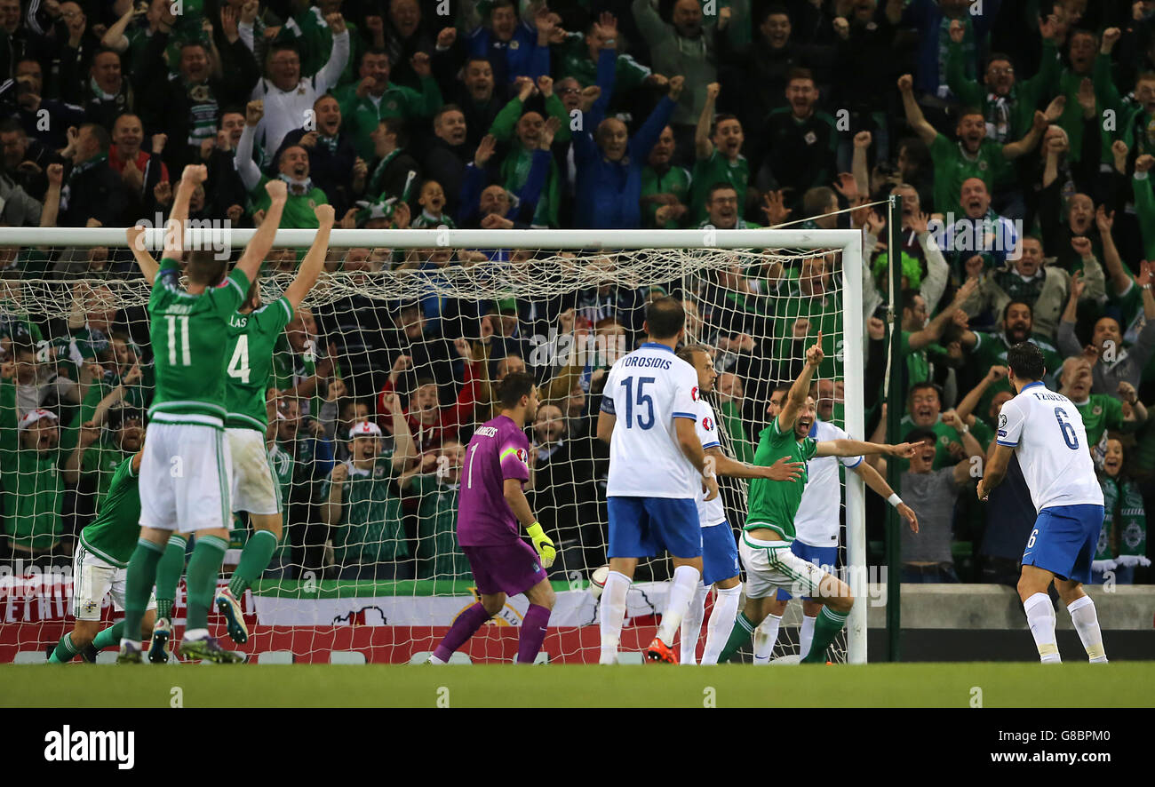 Northern Ireland players react after Josh Magennis (not pictured ...
